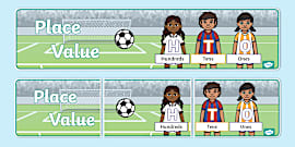 Place Value Banner Footballers (teacher made) - Twinkl