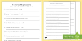 Patterns and Expressions Worksheet / Worksheet