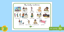 Vocabulary Cards: My Daily Routine (Teacher-Made)