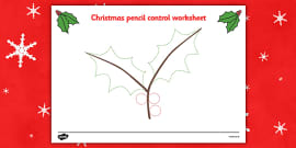 Christmas Tree Pencil Control Worksheet / Worksheet- christmas, pencil