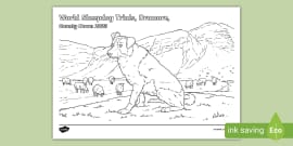 World Sheepdog Trials Dromore Colouring Page KS1 - Twinkl