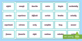 Year 3 and 4 Spelling Words Flashcards - Twinkl