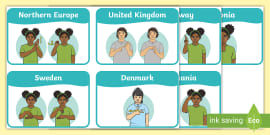 Auslan Countries in Asia Word Cards