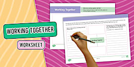 We Work Together Colouring Sheet