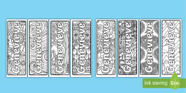 FREE! - Casper Mindfulness Name Colouring Bookmarks - Twinkl