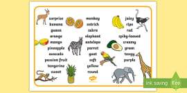 FREE! - Safari Word Mat (Text Version) (teacher made)