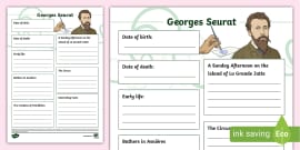 Pointillism Fact File Template (teacher made) - Twinkl