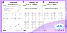 Year 6 Compare Fractions Worksheet (teacher made) - Twinkl
