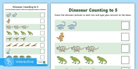Prep Maths Worksheet | Counting | Dinosaurs (teacher made)