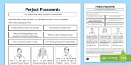 Perfect Passwords Worksheet (teacher made)