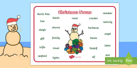 Australian Christmas Words Mat - EYLF - English - Twinkl