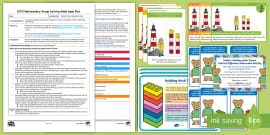Teddies' Building Brick Towers - Find the Difference Subtraction Activity