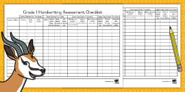 Grade 1 Handwriting Assessment Task and Rubric - Twinkl