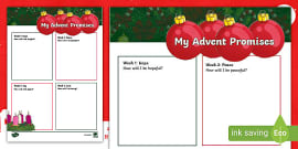 Gift Promise Worksheet | Advent Promises Template | Twinkl
