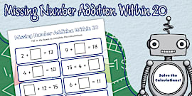 👉 Addition and Subtraction Missing Number Worksheet