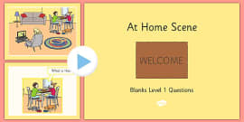 School Scene Blanks Level 1 Questions PowerPoint - Twinkl