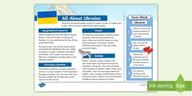 Ukraine Fact File Writing Template (teacher made) - Twinkl