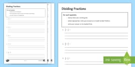 Dividing by Fractions Activity (Teacher-Made)