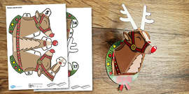 Cute Reindeer Paper Model | Christmas Craft for Kids