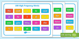 100 High-Frequency Words Flashcards (teacher made)