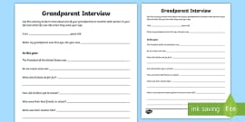 Grandparents' Day Writing Template | Interview Worksheet