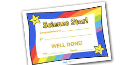 Super Scientist Award Science Certificate - Twinkl