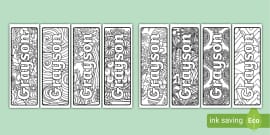 FREE! - Archie Mindfulness Name Colouring Bookmarks - Twinkl