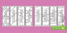 FREE! - Archie Name Simple Colouring Bookmarks - Twinkl