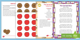 5 Currant Buns Colouring Sheets