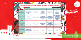 KS1 End of Summer Term Activity Timetable - Supply Teachers