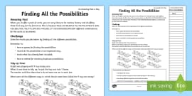 Legs at Eleven: Finding all Possibilities Activity Sheet