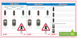 Traffic Signs Differentiated Labeling Worksheet - Twinkl