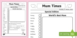 My Mum Is... Simile Poem Writing Template | Mother's Day