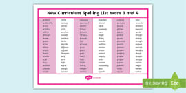 Curriculum Spelling List Year 1 and 2 Word Cards - Twinkl