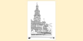 FREE! - Town Hall Colouring | Colouring Sheets - Twinkl