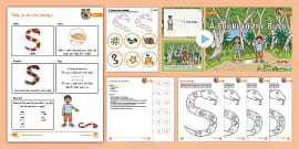 s Sound Production Snake Colouring Sheet Letters - Twinkl
