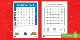 Christmas Food Word Mat (teacher made) - Twinkl