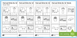 Find and Write the ng and nk Words Differentiated Worksheets - Phonics