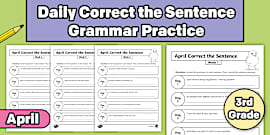 Third Grade March Daily Correct the Sentence Grammar