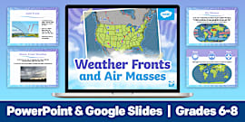 Identifying Fronts on a Weather Map Worksheet for 6th-8th