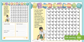 Design a Board Game Template Worksheet (teacher made)