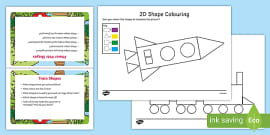 Fish Themed 2D Shape Colouring Worksheet - Twinkl