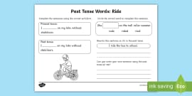Past Tense Words - Run Worksheet (teacher made) - Twinkl