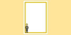 Firefighter With Axe Page Border | Page Borders | Twinkl
