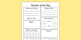 Number of the Day Worksheet | K-3 Math | Easy Download