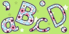 Pink Blossom Themed Size Editable Display Lettering - letters
