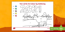 👉 Chinese New Year of the Ox Colour by Numbers to 5