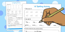 'al' Sound Spelling Flower Worksheet (teacher made)