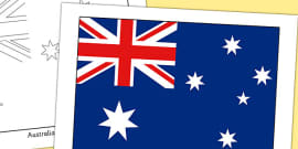 Australia Flag Template Colouring Sheet - Twinkl