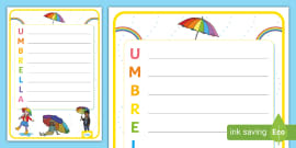 Umbrella Writing Template (teacher made) - Twinkl
